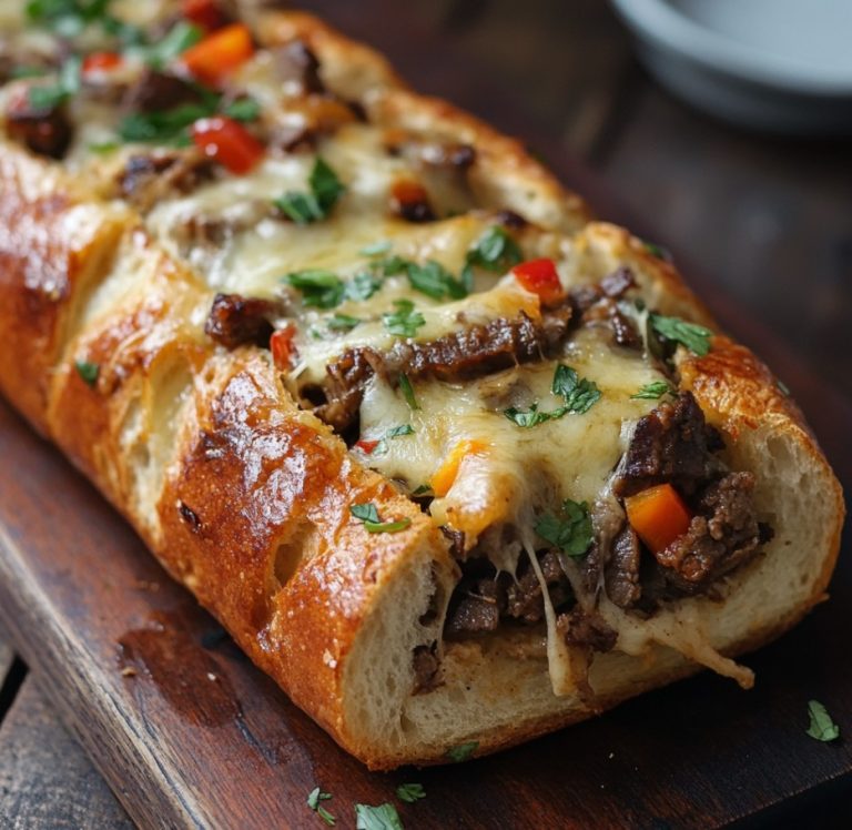 Cheesesteak-Stuffed Garlic Loaf - Easy and Healthy Recipes