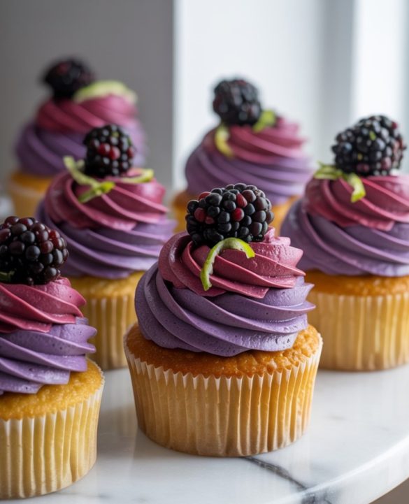 Blackberry Lime Cheesecake Cupcakes - Easy and Healthy Recipes