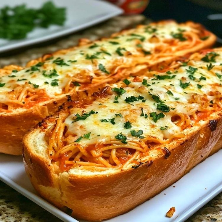 Spaghetti Stuffed Garlic Bread - Easy and Healthy Recipes