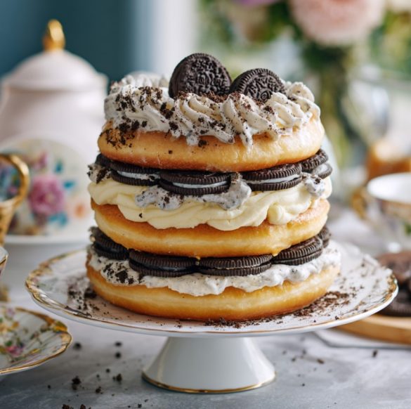 Oreo Cheesecake Stuffed Donut Burger - Easy and Healthy Recipes