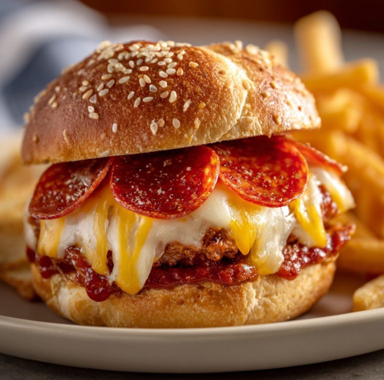 Juicy Pizza Burger Pepperoni Mozzarella - Easy and Healthy Recipes