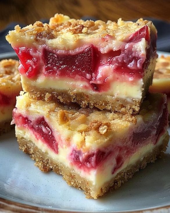 Whipped Rhubarb Cloud Cheesecake Squares - Easy and Healthy Recipes