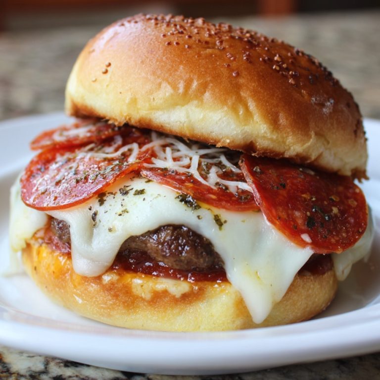 Pizza Burger With Mozzarella And Pepperoni - Easy and Healthy Recipes
