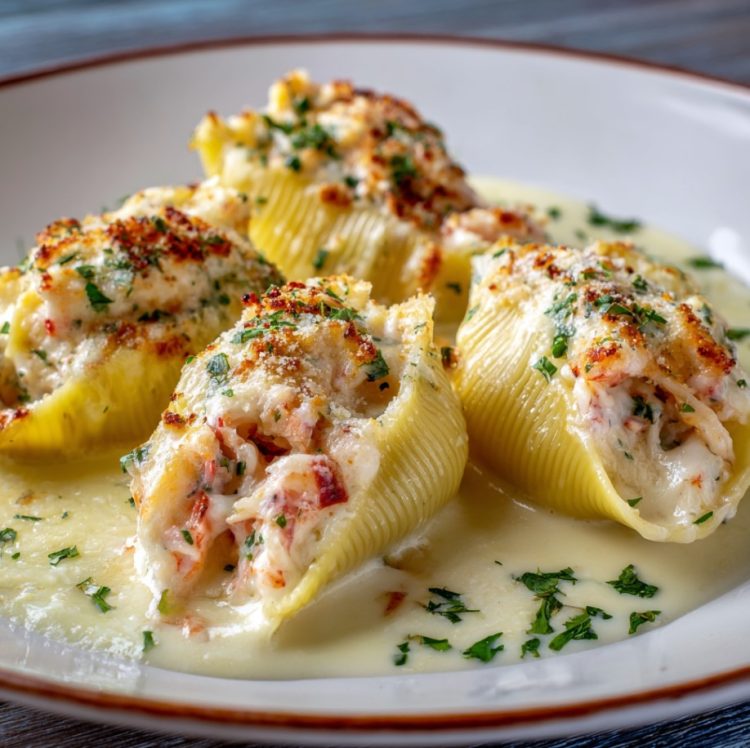 Shrimp And Crab Stuffed Shells With Alfredo Sauce Recipe - Easy and ...