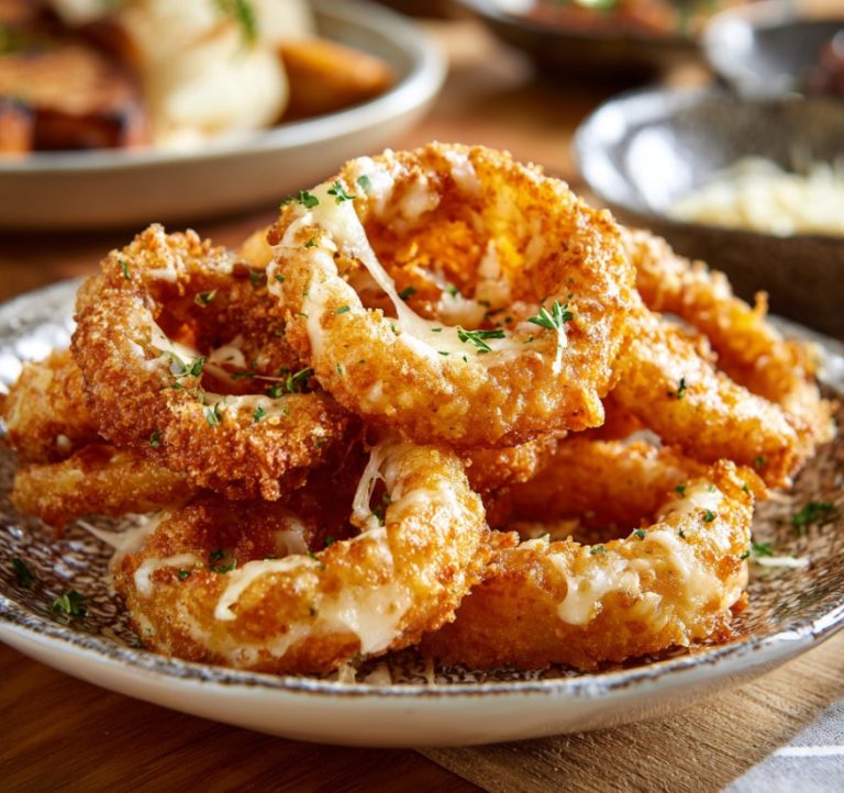 Easy Cheesy Mozzarella Onion Rings - Easy and Healthy Recipes