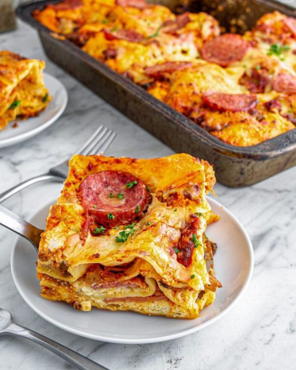 Cheesy Pizzagna Italian Fusion Bake - Easy and Healthy Recipes