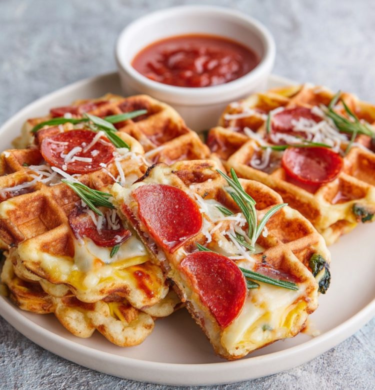 Pizza Stuffed Waffle Snacks - Easy and Healthy Recipes