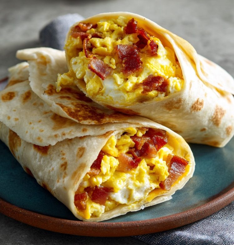 Easy Bacon Egg Cheese Breakfast Burrito - Easy and Healthy Recipes