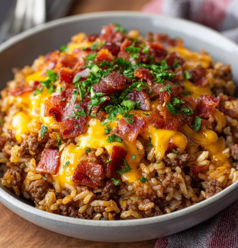 Bacon Cheeseburger Rice - Easy and Healthy Recipes
