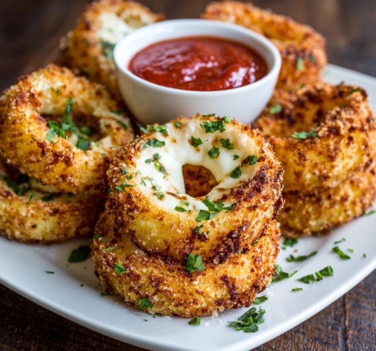 Cheesy Mozzarella-Stuffed Onion Rings - Easy and Healthy Recipes
