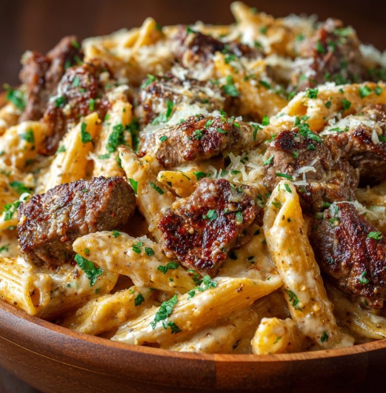 Cajun Steak Tips In Cheesy Penne Parmesan Sauce - Easy and Healthy Recipes