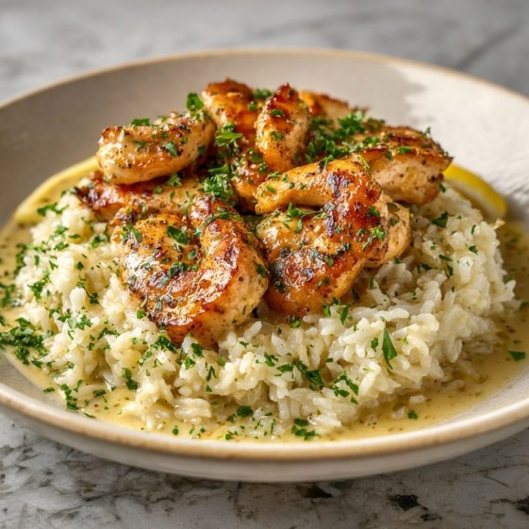 Chicken Scampi With Creamy Garlic Parmesan Rice - Easy and Healthy Recipes