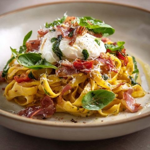 Comforting Tagliatelle With Pancetta, Basil And Mozzarella - Easy and ...
