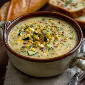 Delicious Creamy Corn And Zucchini Chowder - Easy and Healthy Recipes
