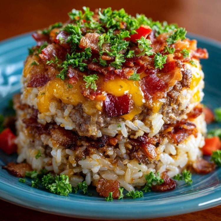 Bacon Cheeseburger Rice Stack - Easy and Healthy Recipes