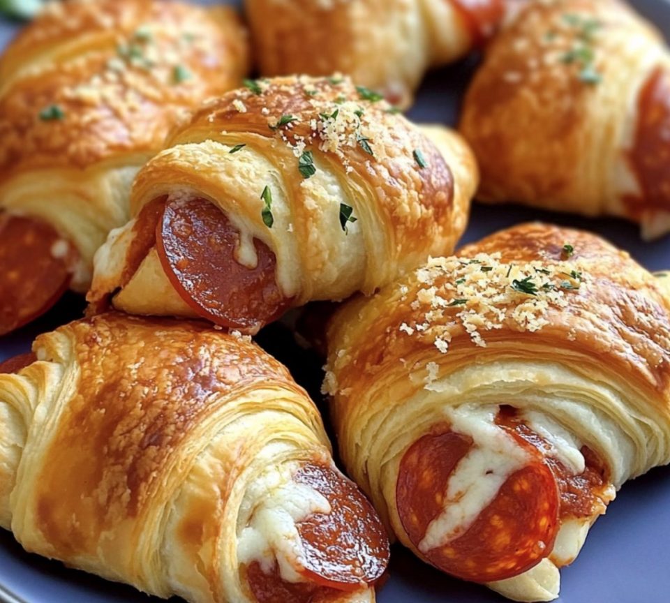 Flaky Cheesy Pepperoni Croissant Rolls - Easy and Healthy Recipes