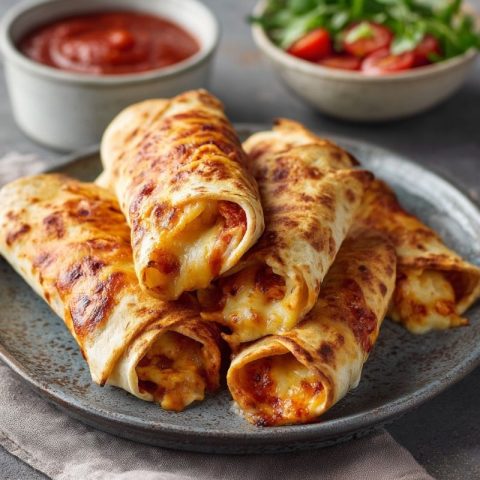 Cheesy Baked Pizza Wraps - Easy and Healthy Recipes