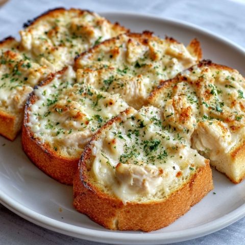 Golden-Baked Chicken Alfredo Garlic Bread - Easy and Healthy Recipes