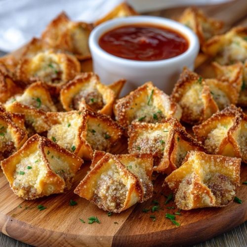 Crispy Baked Sausage And Cheese Mini Wontons - Easy and Healthy Recipes