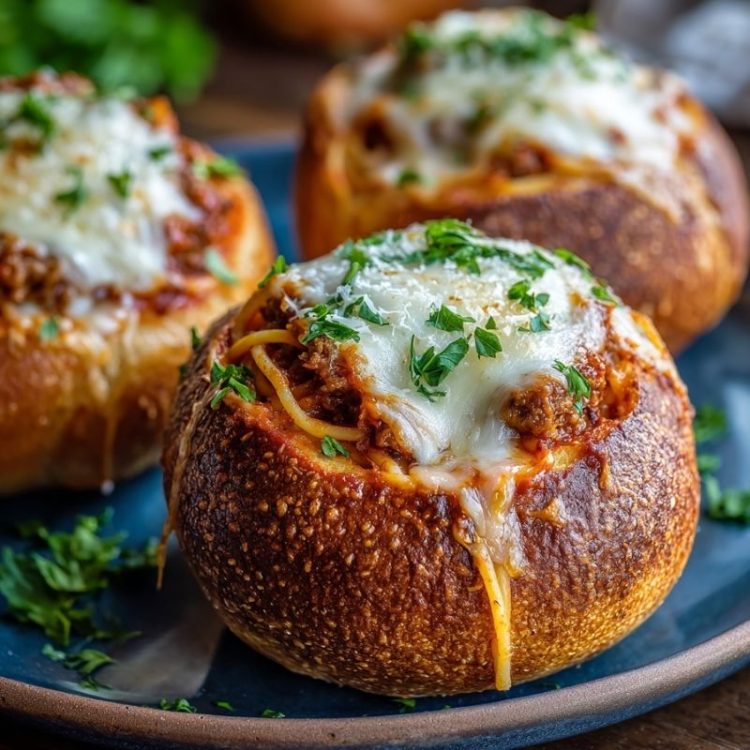 Savory Spaghetti Garlic Bread Bowls - Easy and Healthy Recipes