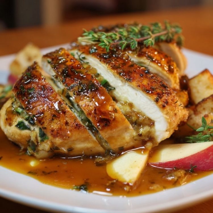 Elegant Apple And Brie Stuffed Chicken With Maple Dijon Glaze - Easy ...