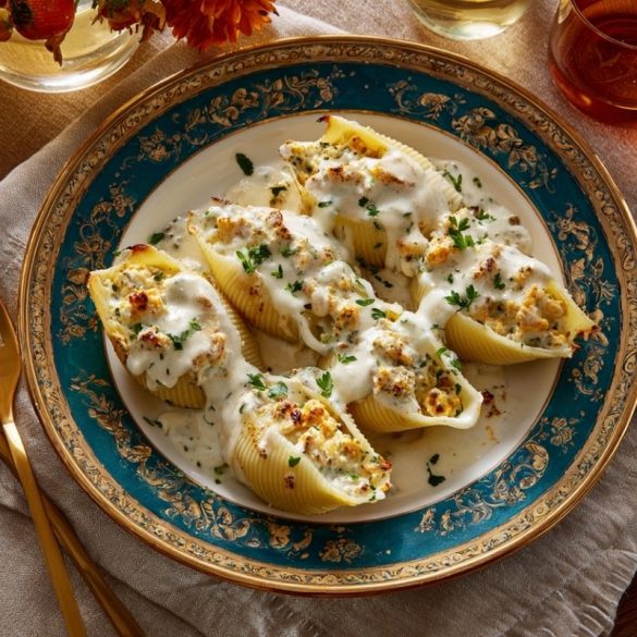 Creamy Pumpkin Gouda Stuffed Shells With Alfredo Sauce - Easy and ...