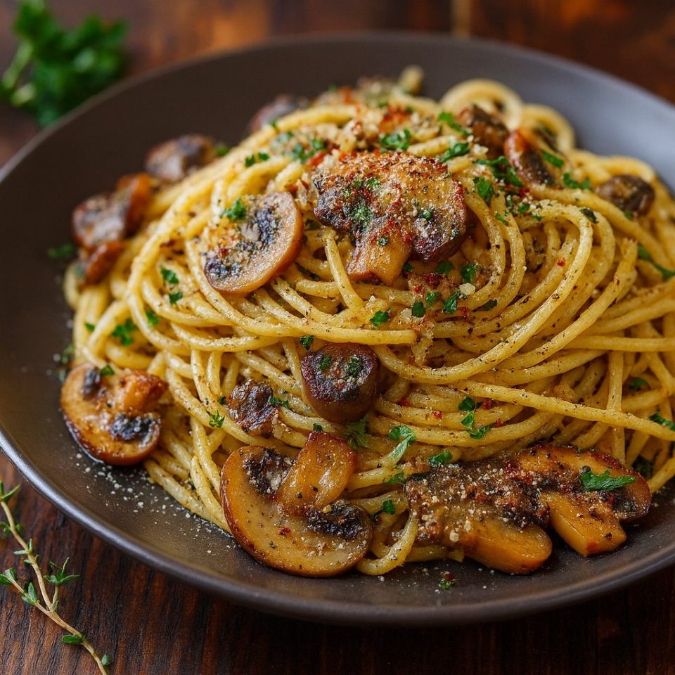 Savory Mushroom And Garlic Spaghetti - Easy and Healthy Recipes
