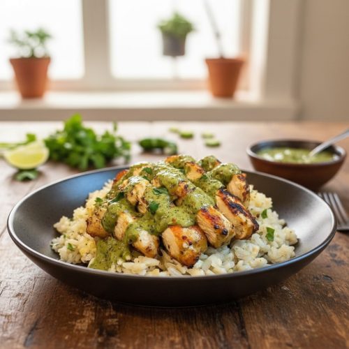 Peruvian Chicken With Aji Verde And Cilantro Rice - Easy and Healthy ...
