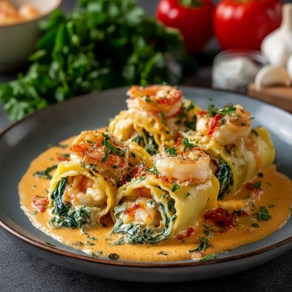 Easy Shrimp And Spinach Stuffed Pasta Rolls - Easy and Healthy Recipes