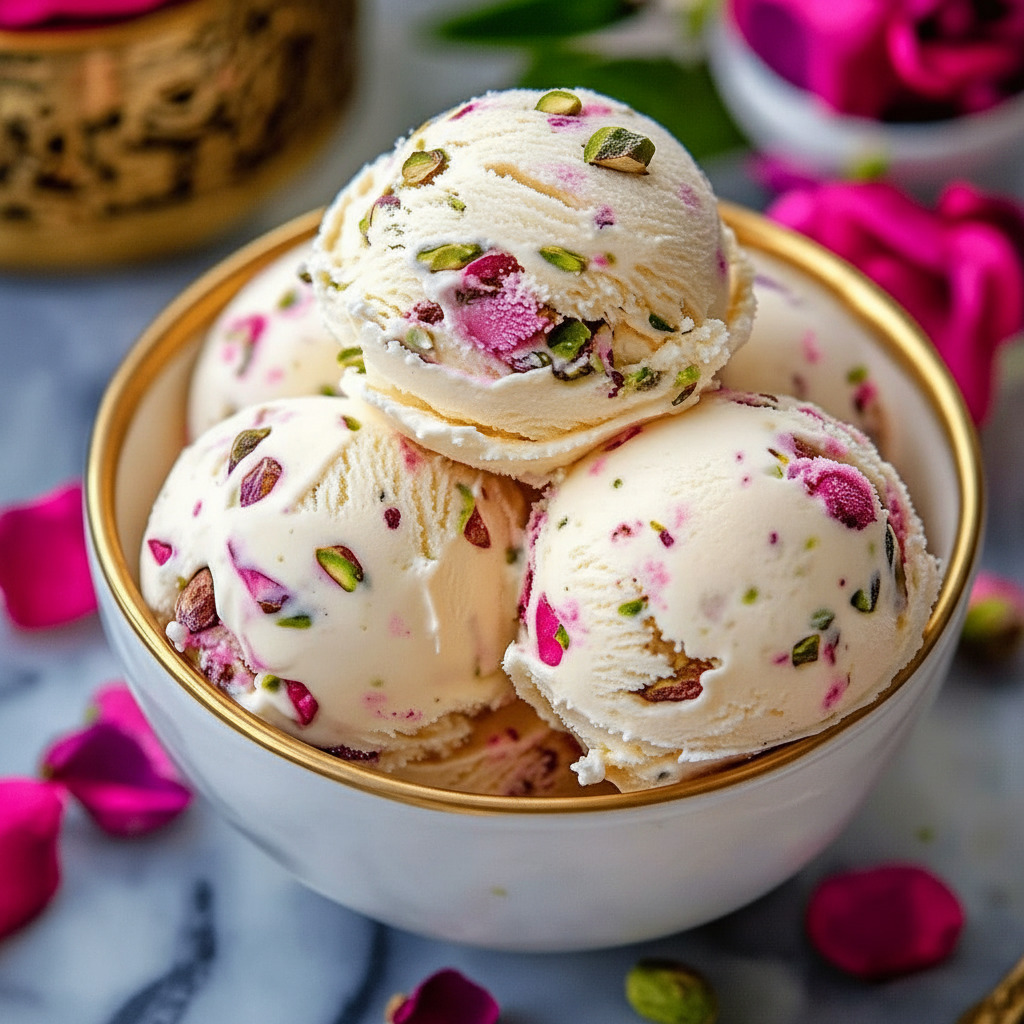 Creamy Rose Pistachio Ice Cream - Easy and Healthy Recipes